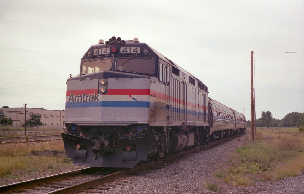 Amtrak EMD F40 414 on the Moshassuck Valley Railroad (Providence and Worcester)